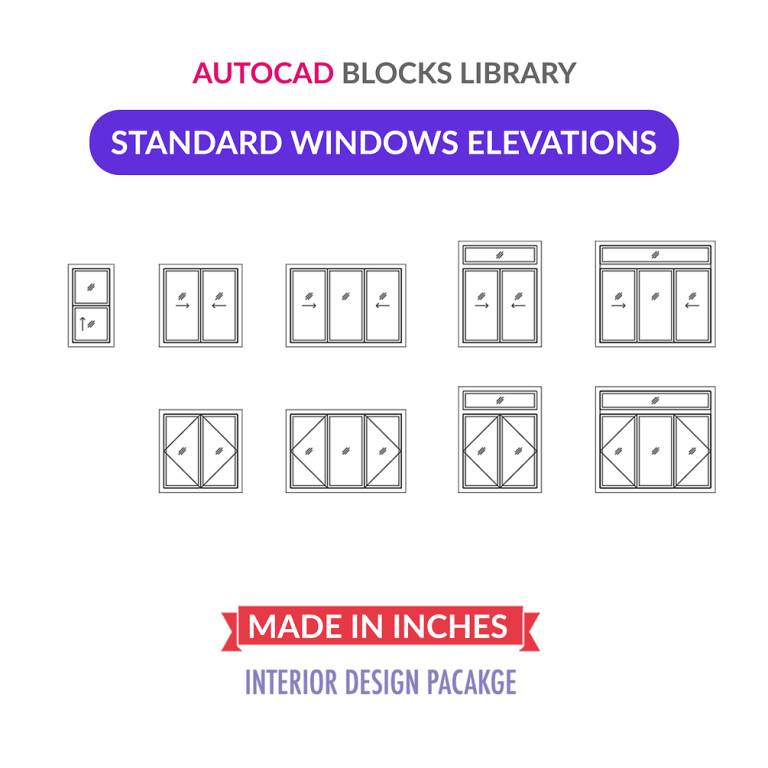 Autocad Standard Windows Elevations - Jay Cad Store